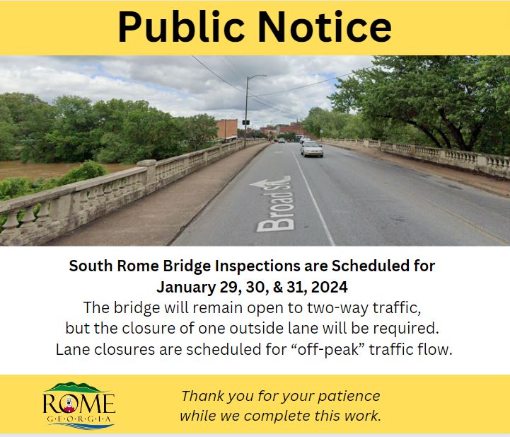 REMINDER: SOUTH ROME BRIDGE INSPECTIONS TO NECESSITATE LANE CLOSURES ...