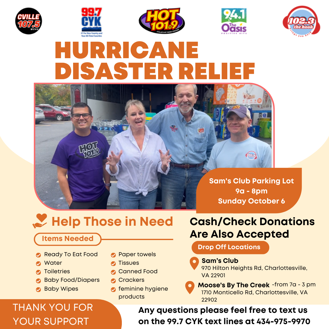 Hurricane Relief! | 99.7 CYK – #1 for New Country and Your All-Time ...