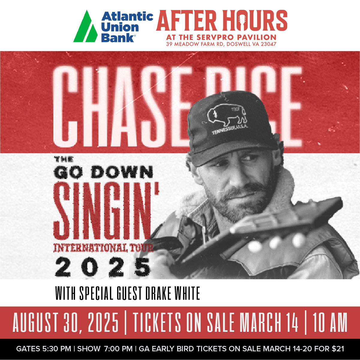 Chase Rice | The Go Down Singin’ International Tour | Saturday Aug ...