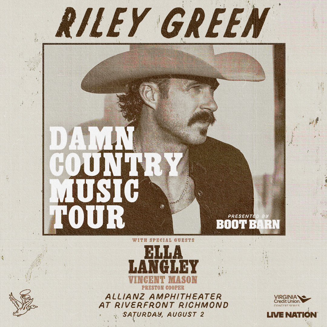 Riley Green: Damn Country Music Tour. Sat • Aug 02, 2025 • 7:00 PM at ...