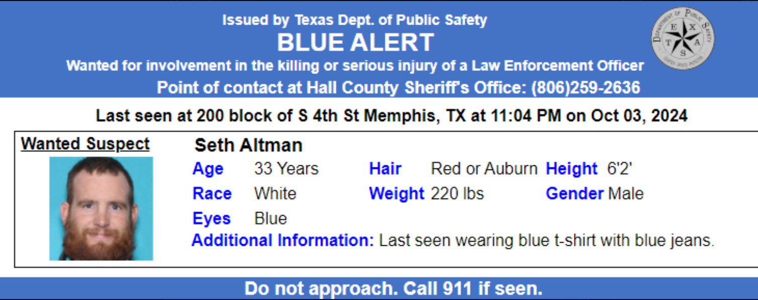 Blue Alert EXTENDED For Suspect Accused of Injuring Hall County Police ...