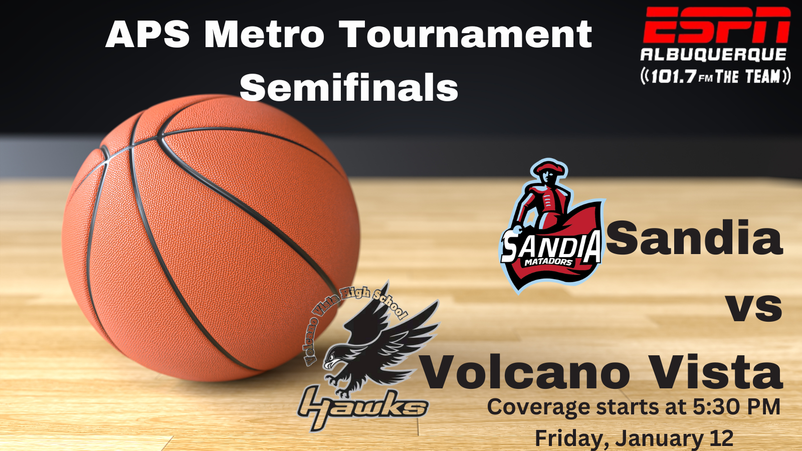 APS Metro Boys Basketball Semi – Sandia vs Volcano Vista | KQTM-FM