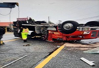 Overturned Calhoun Fire truck | WRGA